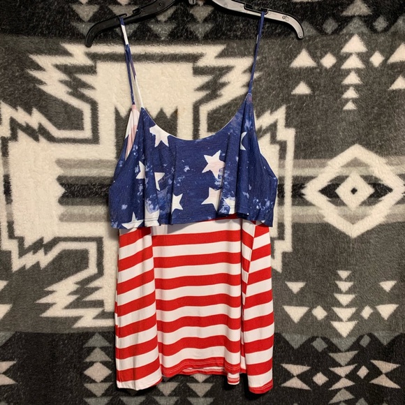 Fantastic Fawn | Tops | American Flag Patriotic July 4th Ruffle Tank ...